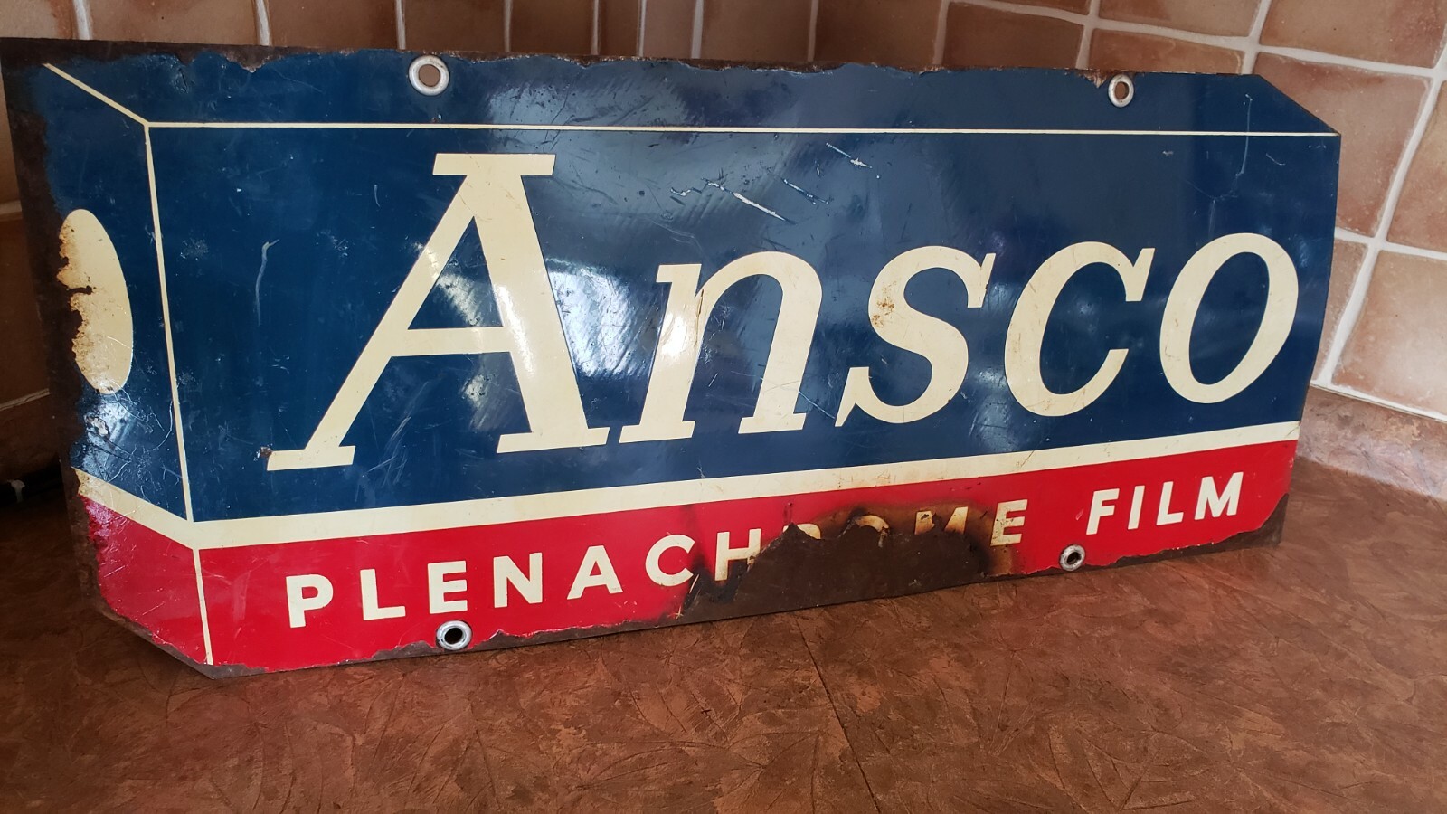 VINTAGE ANSCO PLENACHROME FILM CAMERA METAL SIGN 2/SIDE | eBay