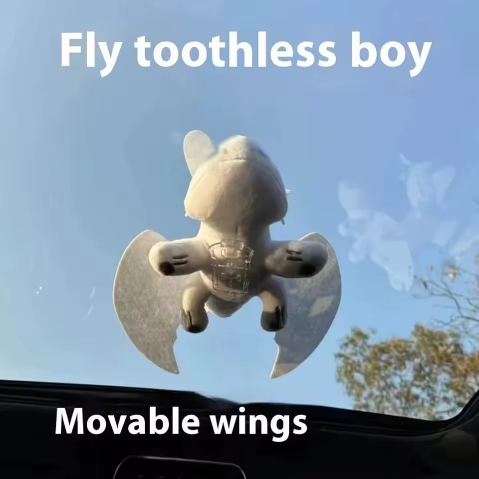 Cute Toothless Dragon Plush Car Roof Decoration Suction Cup Helmet ...