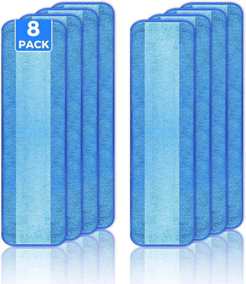 8-Pack Microfiber Cleaning Pads, 18-Inch Microfiber Mop Pads Compatible ...