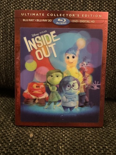 INSIDE OUT 3D + Blu-ray + DVD with LENTICULAR SLIPCOVER OOP Pixar ...