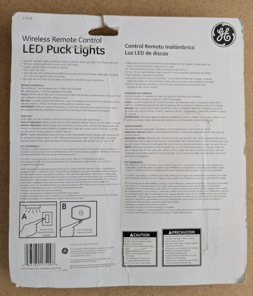 GE Remote Control Wireless LED Puck Lights Open Box Tested | eBay