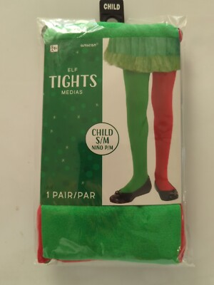 Christmas & Holiday Party Elf Tights Green/Red Child Small | eBay