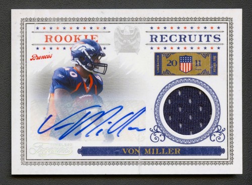 VON MILLER 2011 TIMELESS TREASURES ROOKIE RECRUITS JERSEY AUTO ...