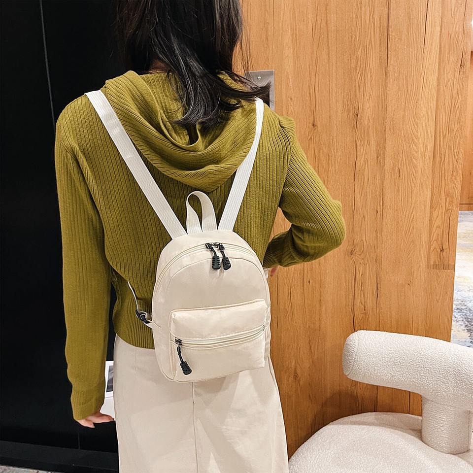 Fashion Solid Color Backpack Women Nylon Knapsack Preppy Style Mini ...