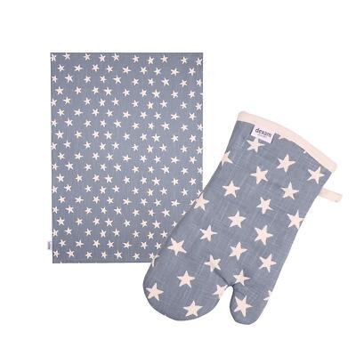 Dexam Organic Cotton Tea Towel & Oven Gauntlet Set - Blue Star | eBay UK