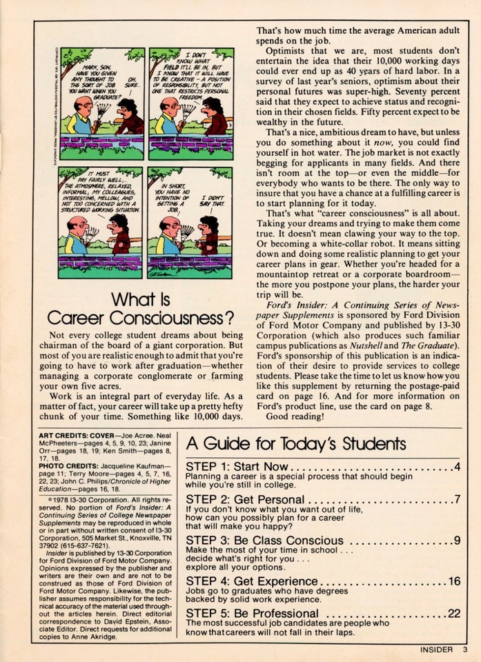 FORD'S INSIDER A Continuing Series of College Newspaper Supplements ...