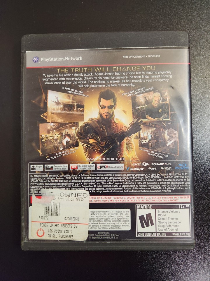 Deus Ex: Human Revolution (Sony PlayStation 3, 2011) | eBay