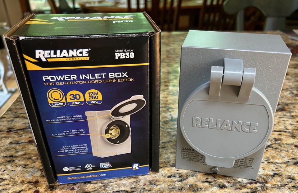 Reliance 30-amp generator power inlet box for Generator Cord Connection ...