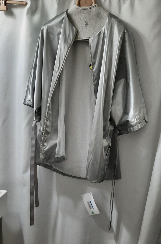 850$ FABIANA FILIPPI WOMENS SILVER LIGHTWEIGHT SHORT RAINCOAT SZ:US M ...