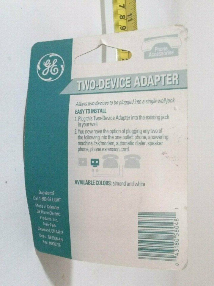 GE Duplex Phone Wall Jack Adapter Modular Splitter Telephone | eBay
