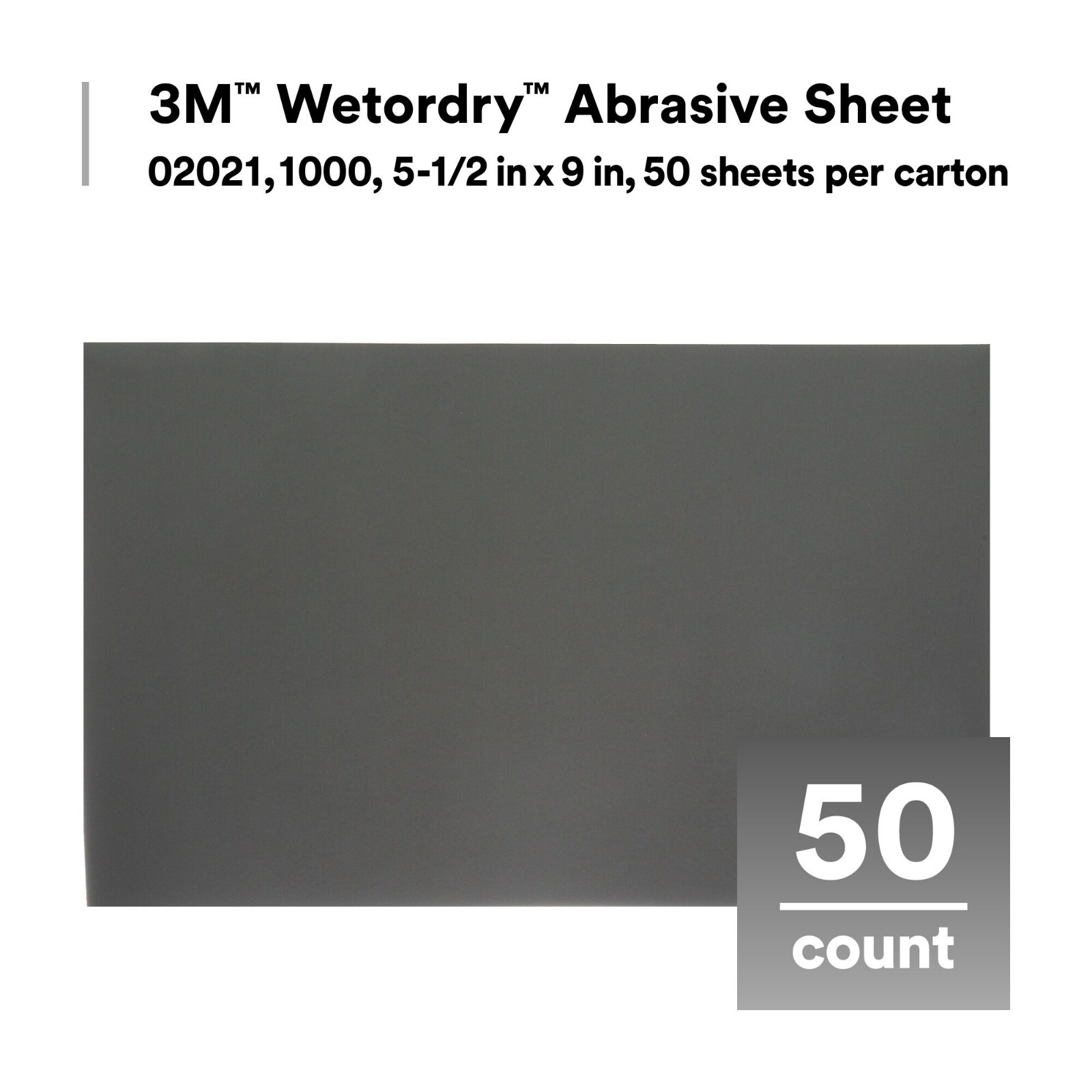 3M 1000 GRIT Wet or Dry Black Sandpaper 5.5"x 9" Sanding (Sheet 50/box ...