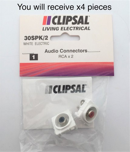 Clipsal 30SPK/2-WE Audio Connectors RCA Pair Red/Black White Mech x4 ...