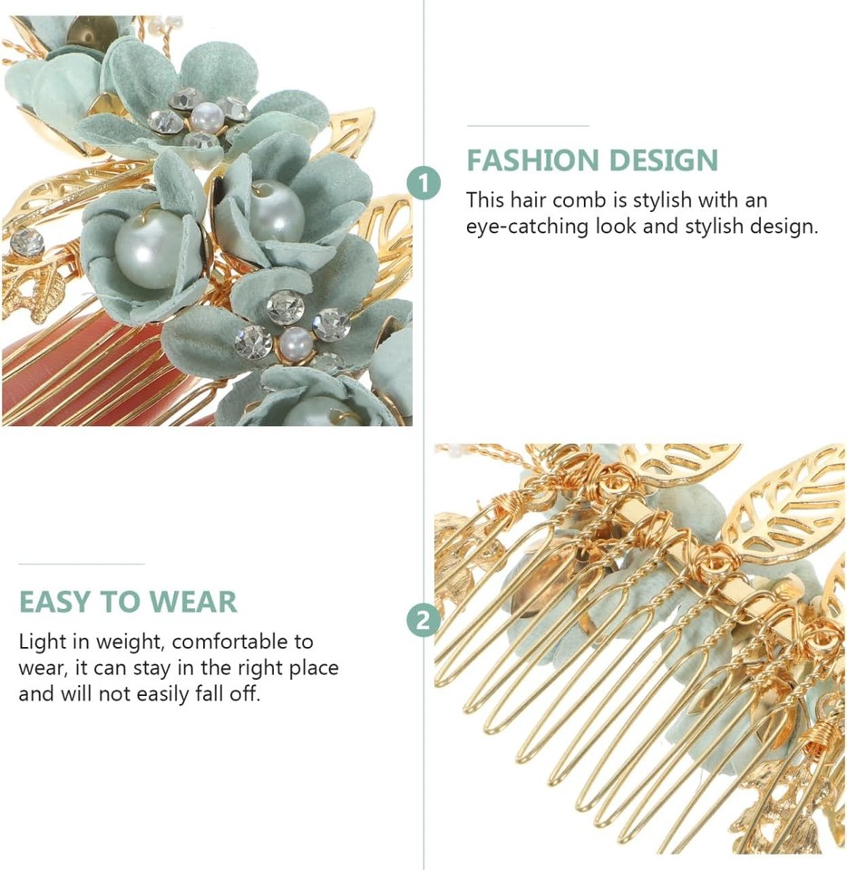 minkissy Mint Green Wedding Hair Accessories Flower Banana Clip with ...