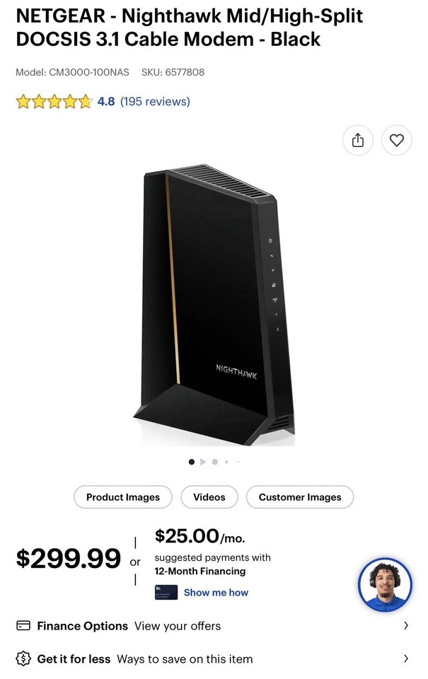 New Netgear Nighthawk CM3000 DOCSIS 3.1 Mid/high-Split Cable Modem | eBay