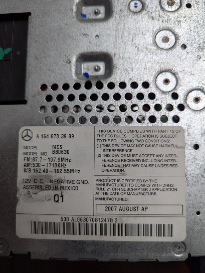 06-08 Mercedes W164 ML350 ML550 GL450 Head Unit Command Navigation ...