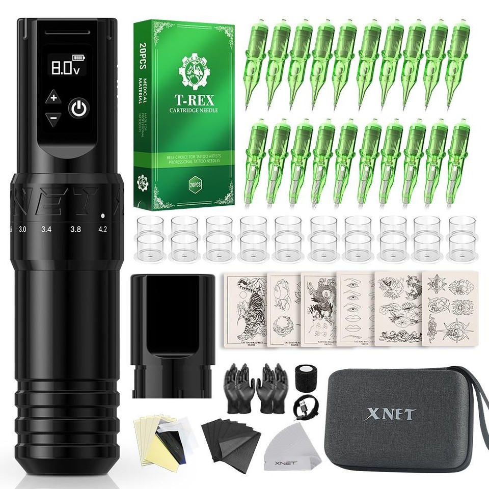 Wireless Tattoo Machine Pen Full Kit Adjustable Stroke Custom Motor ...
