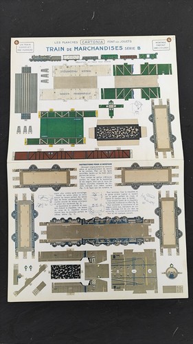 CARTONIA PLANCHE N° 4 TRAIN DE MARCHANDISES A MONTER CONSTRUIRE VINTAGE ...