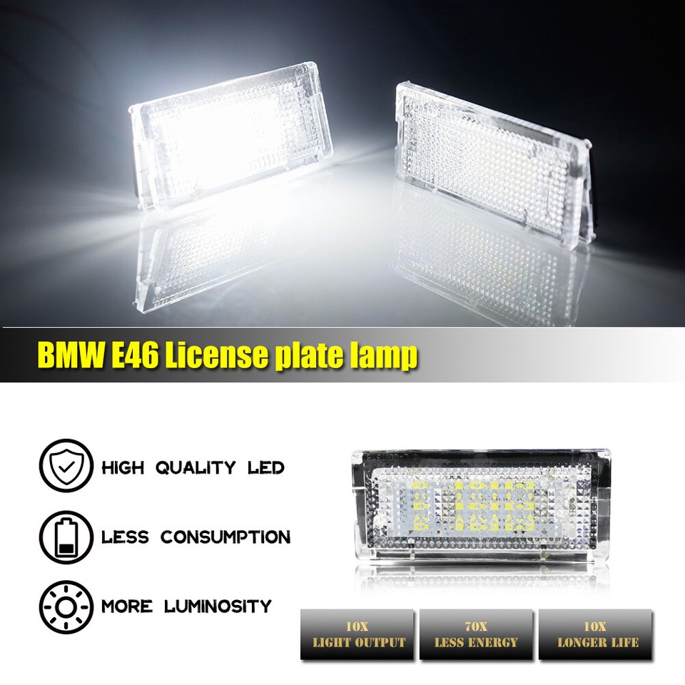 Rear LED License Plate Lights Lamp Assembly Bulb For BMW 3 Series E46 ...