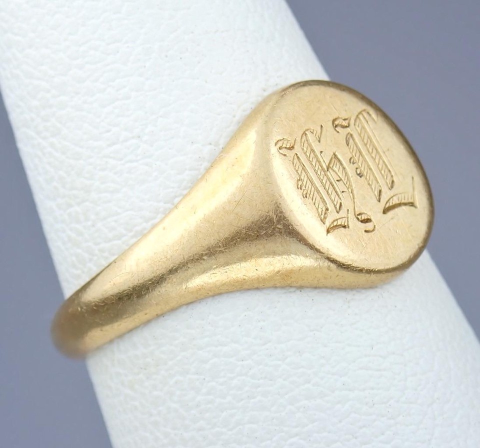 Fabulous Antique Victorian 18K Gold Signet Pinky Ring Initials 'HL ...