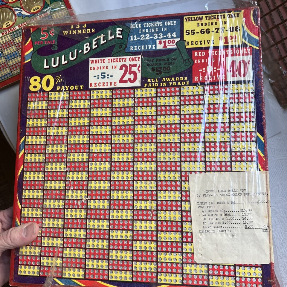 9 VTG Punch Board Game Gamble Casino Bar Pub Raffle Few Punched | eBay