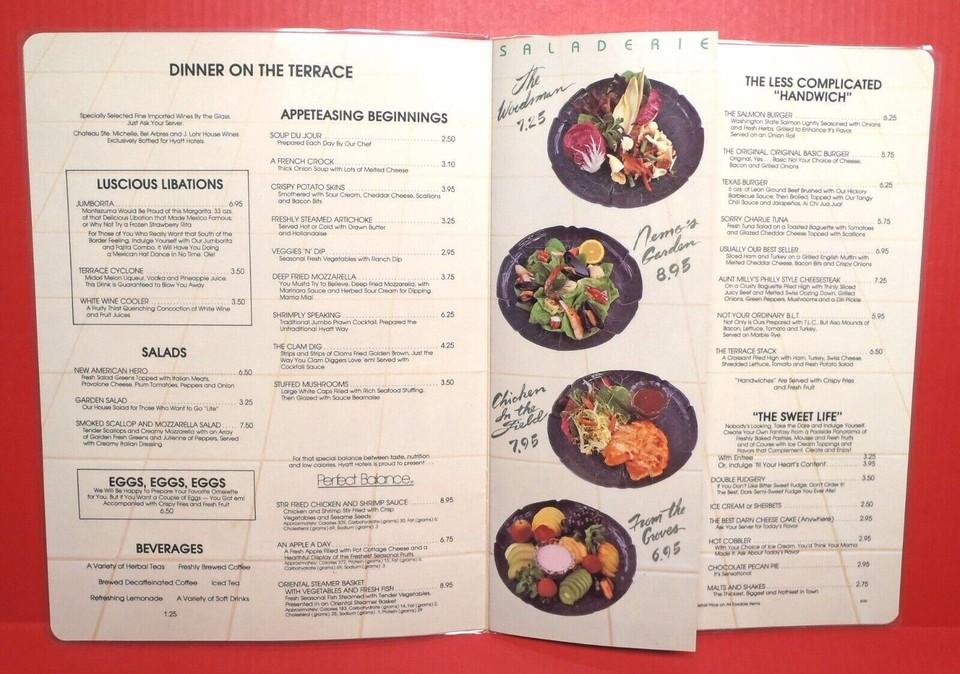 1980s BREAKFAST ON THE TERRACE & Wine List Menus HYATT REGENCY CROWN ...