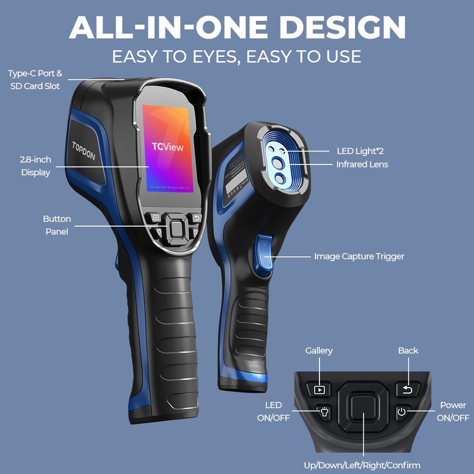 Infrared Thermal Temperature Imager Heat Gun Imaging Sensor Detector IR ...