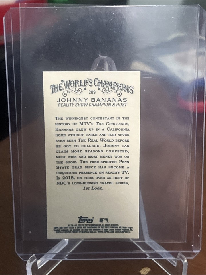 2020 Topps Allen & Ginter MINI BLACK #209 Johnny Bananas Baseball Card ...