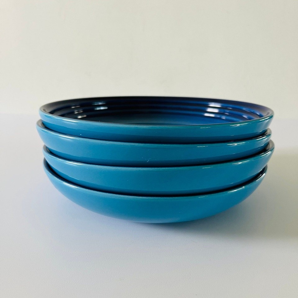 LE CREUSET Azure Blue 8.5" Pasta Bowls, Set Of 4 | eBay