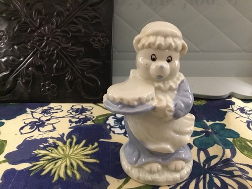 Chummy Bears Collection lady bear holding pie figurine blue and white ...