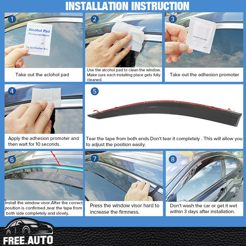 For 08-23 Dodge Challenger Window Visor Vent Sun Rain Deflector Guard ...