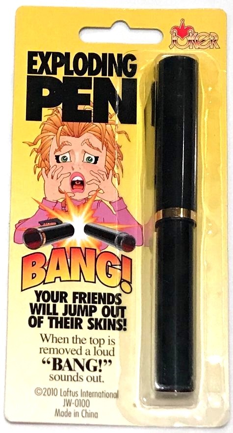 EXPLODING BANG PEN Prank Magic Trick Joke Gag Clown Loud Sound Toy ...
