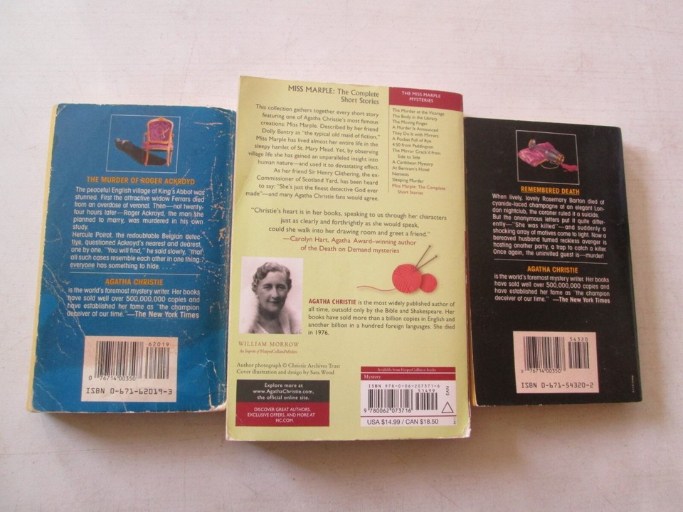 AGATHA CHRISTIE LOT OF 3 PAPERBACKS Complete Short Stories Miss Marple ...