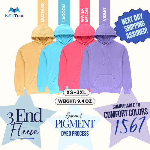 Milltex Garment Pigment Dyed 320 GSM Hoodies Comparable to Comfort Colors 1566 | eBay