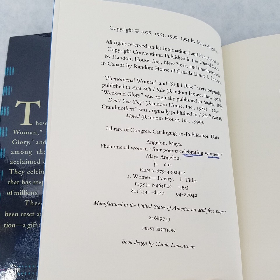 Maya Angelou Lot of 2 Hardcovers - Phenomenal Woman, A Song Flung up to ...