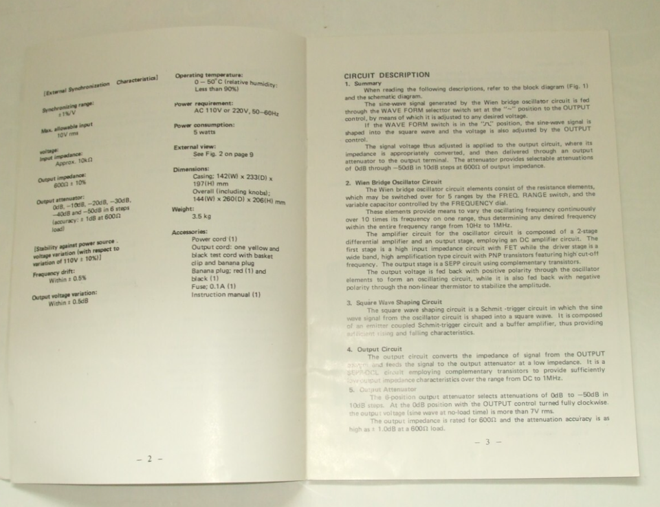 Good Will Test Instruments Audio Signal Generator Instruction Manual ...