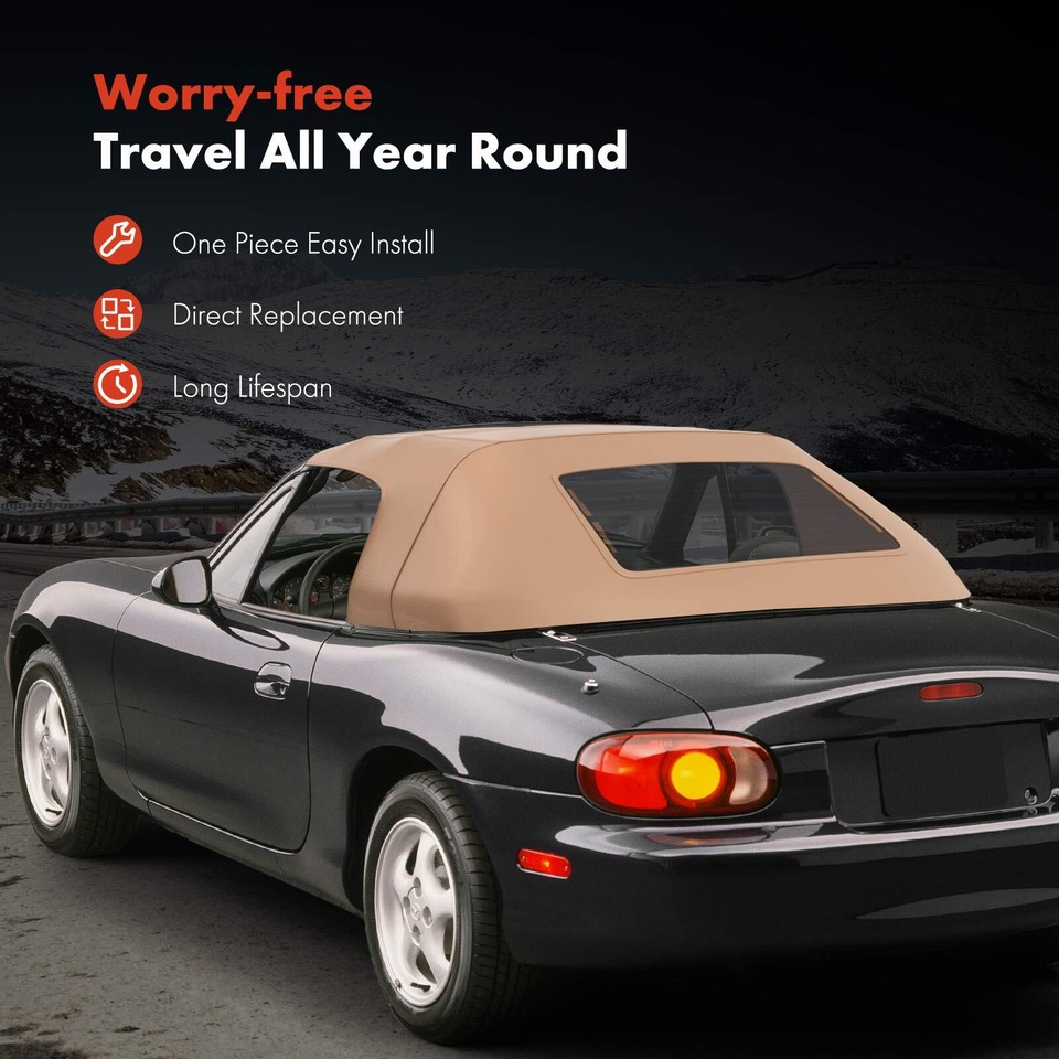 Tan Convertible Soft Top for Ford Mustang 1994-2004 w/ Glass Window ...