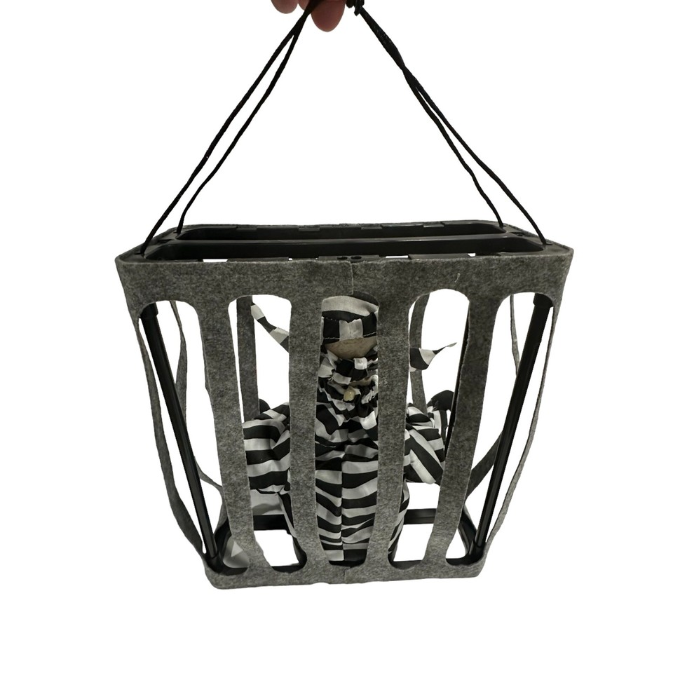 Skeleton In Jail Scary Red Eyes Halloween Moving Motion Active No ...