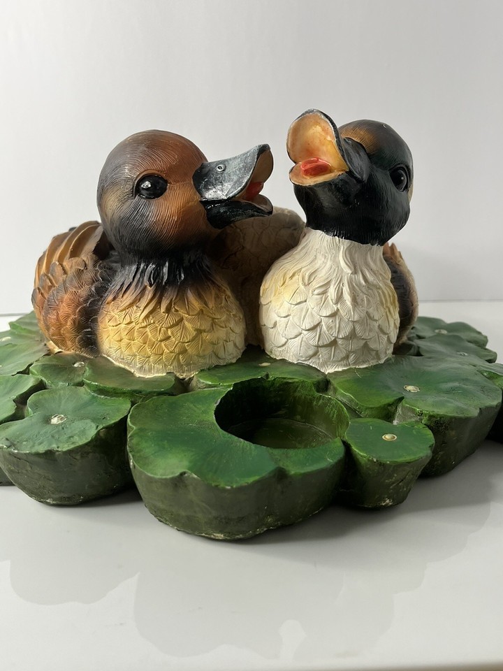 Adorable Duck Tea Light Candle Holder , Resin 2 Ducks floating Lily ...