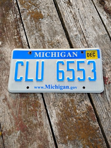 2014 Michigan License Plate - "CLU 6553" DEC 2014 sticker michigan.gov ...