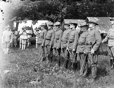 ANTIQUE GLASS PHOTO NEGATIVE - ARMY INFANTRY W/ SWORDS - ARMY FIELD ...
