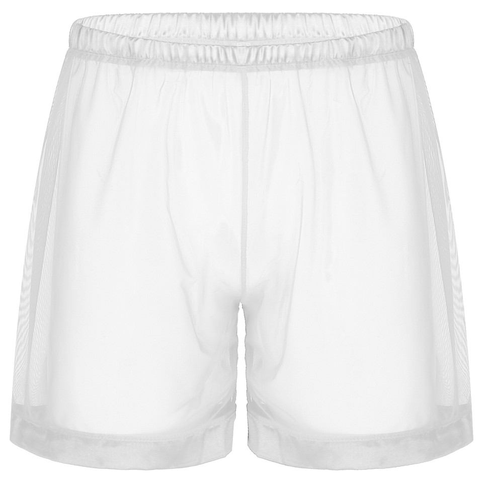 Men Mesh Sheer Shorts Loose Fit Boxer Short Underwear See-through Swim ...