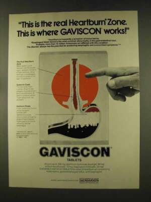 1977 Marion Gaviscon Tablets Ad - Real Heartburn Zone | eBay