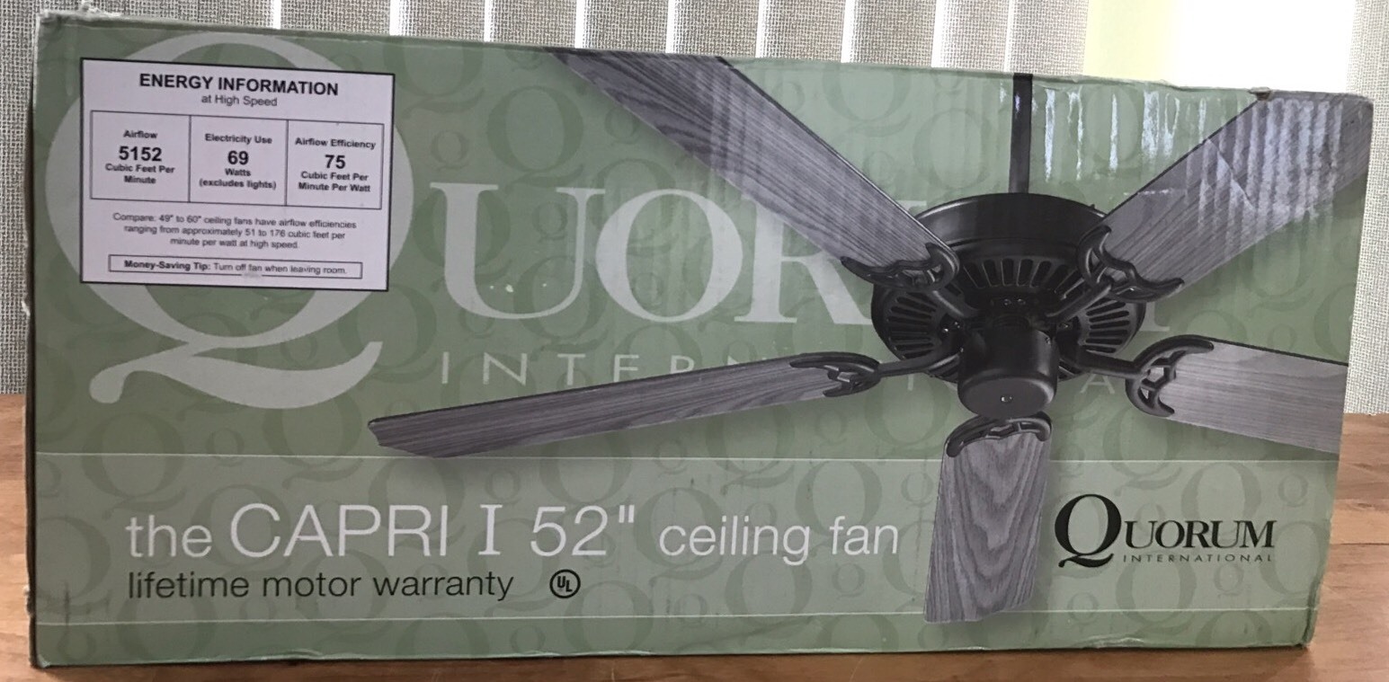 Quorum Capri I Ceiling Fan Satin Nickel - 77525-656 for sale online | eBay