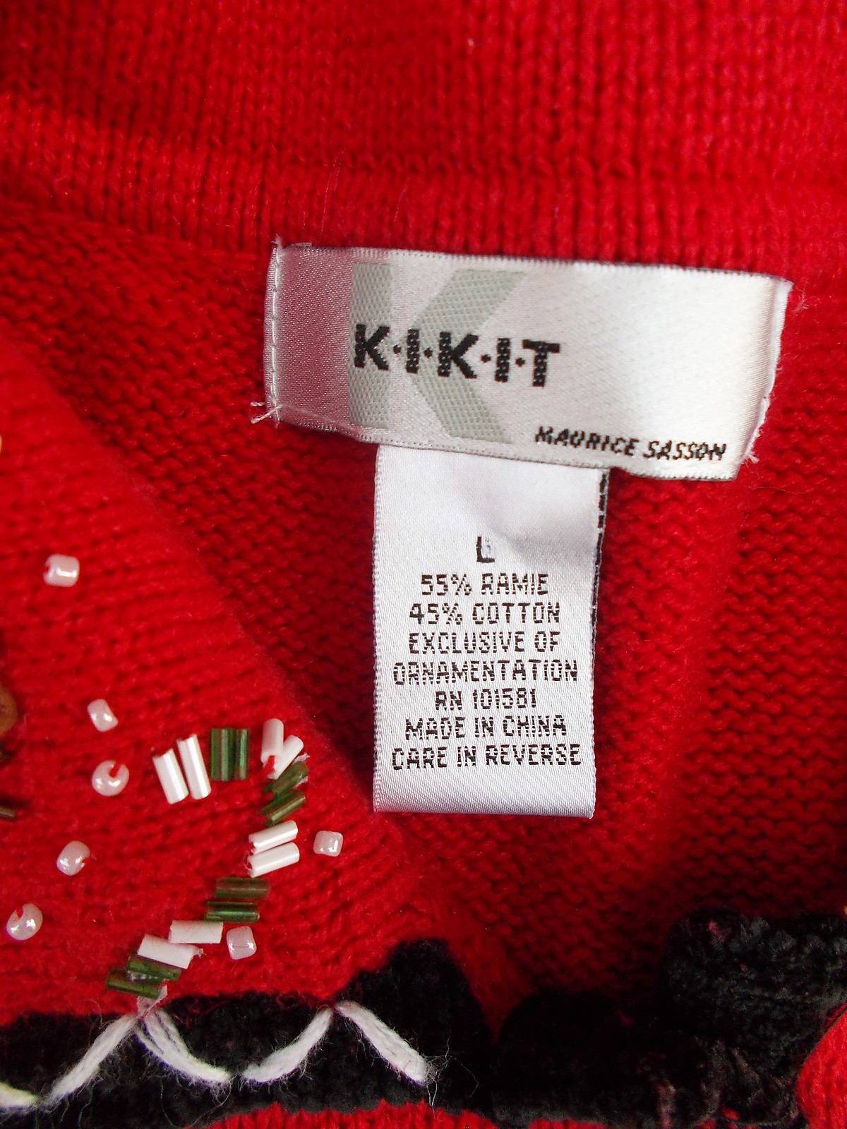 Kikit Red Christmas Sweater LARGE Bling Snowmen Santa Plaid Pockets | eBay