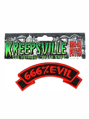 666 % EVIL Name Tag Patch Horror Kreepsville Embroidered Iron On ...