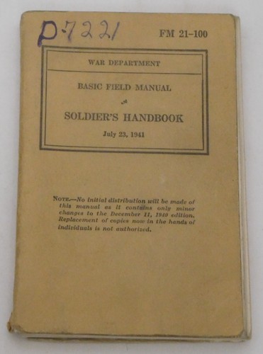 World War 11 Era War Department Basic Field Manual Soldiers Handbook | eBay