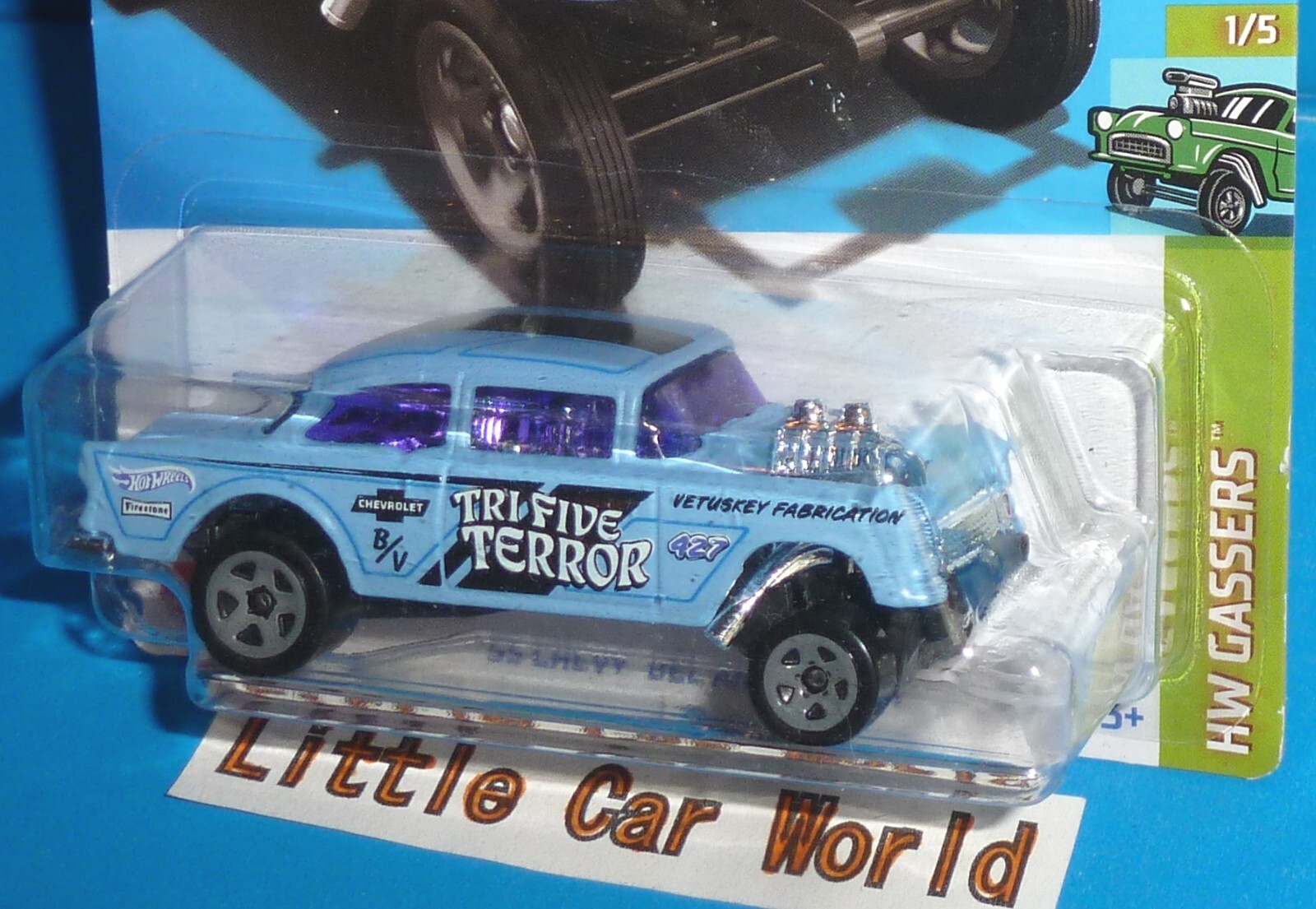 HOT WHEELS '55 Chevy Bel Air Gasser Tri-Five Terror Blue HW GASSERS 1/5 ...