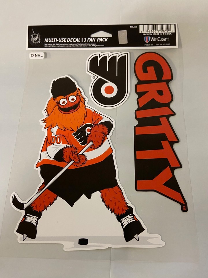 Philadelphia Flyers Mascot Gritty NHL Multi-Use Decal 3 Fan Pack Win ...