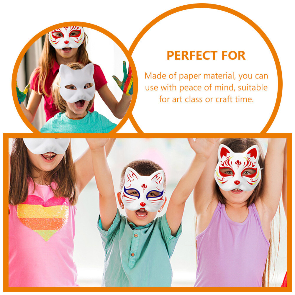 2 Pcs Fox Mask DIY White Paper Sleeping Masks Halloween Prom Miss | eBay