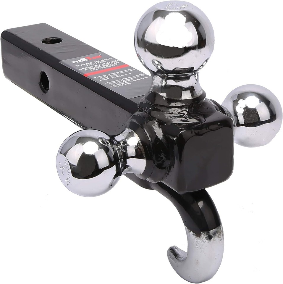 Premium Black & Chrome Triple Ball Mount with Tow Hook - High Capacity ...